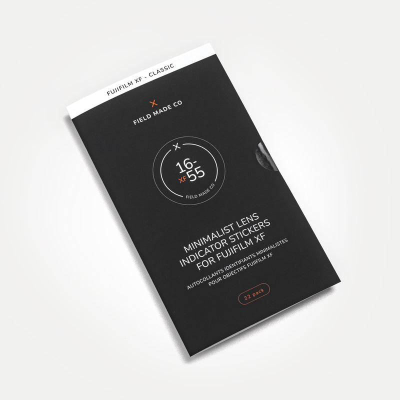 Lens Indicator sticker labels for Fujifilm XF lenses | Field Made Co.